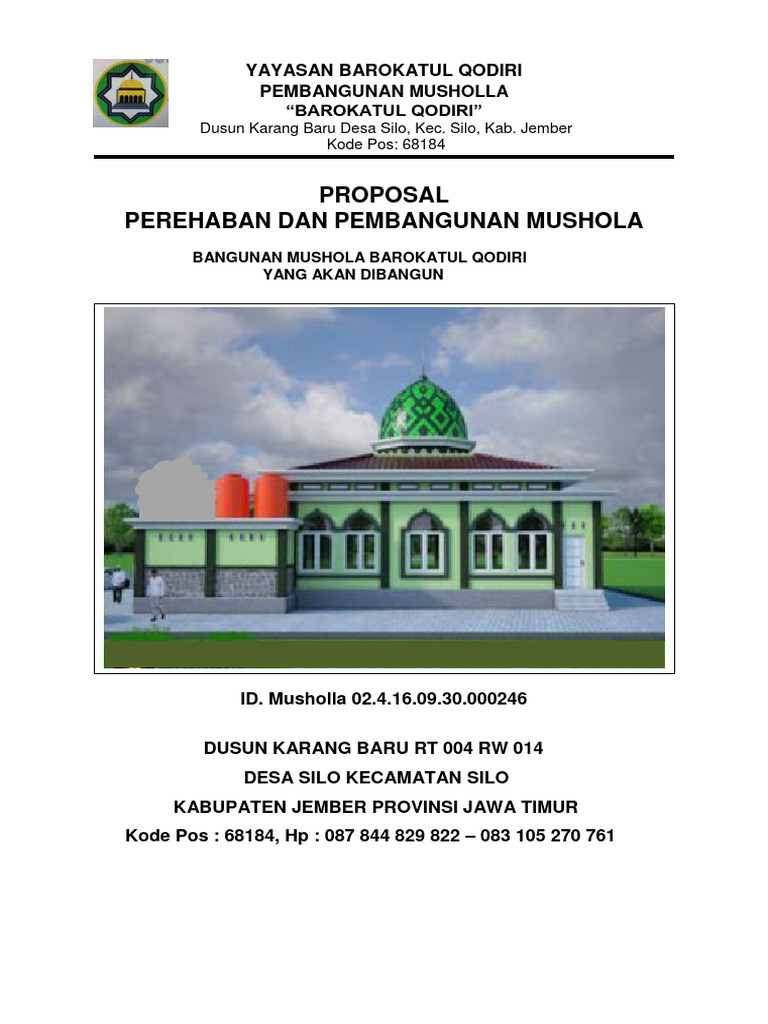 Proposal Pembangunan Musholla Barokatul Qodiri | PDF