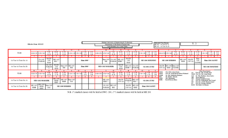Class Routine - First Year Odd Term 2023 - 2K22 Batch - Departmental ...