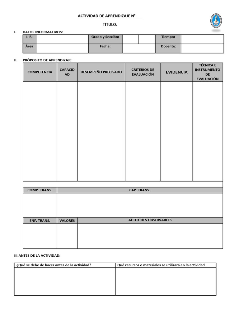 Imprimir Esquema de Actividad de Aprendizaje | PDF | Evaluación | Aprendizaje