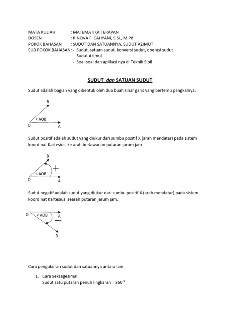 Sudut Dan Satuan Nya, Sudut Azimut | PDF