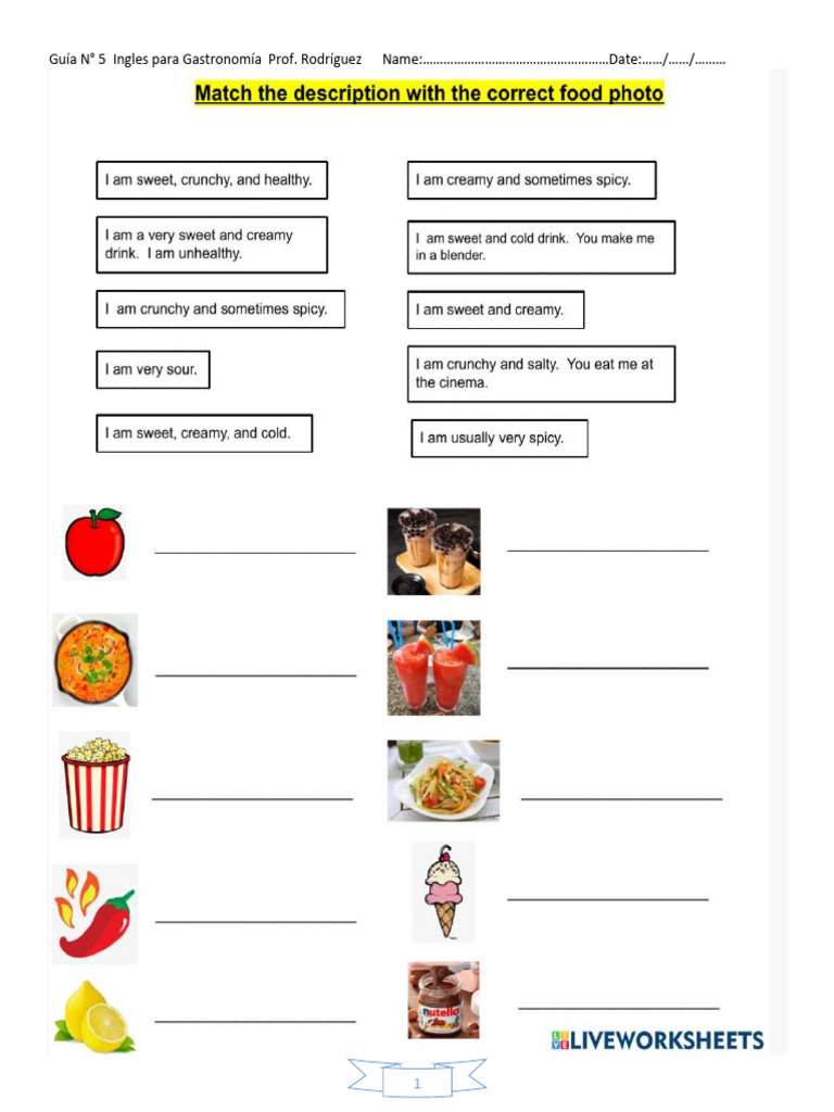 Guia N°5 Ingles para Gastronomía | PDF | pesto | Cocina
