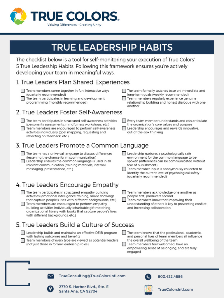 TC True Leadership Habits Interactive - 2023 | PDF | Leadership | Empathy