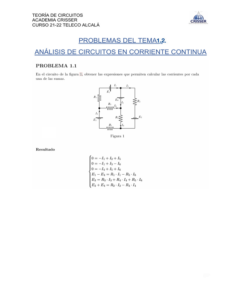 Teoría de Circuitos - Enunciados de Problemas Tema 2 | PDF