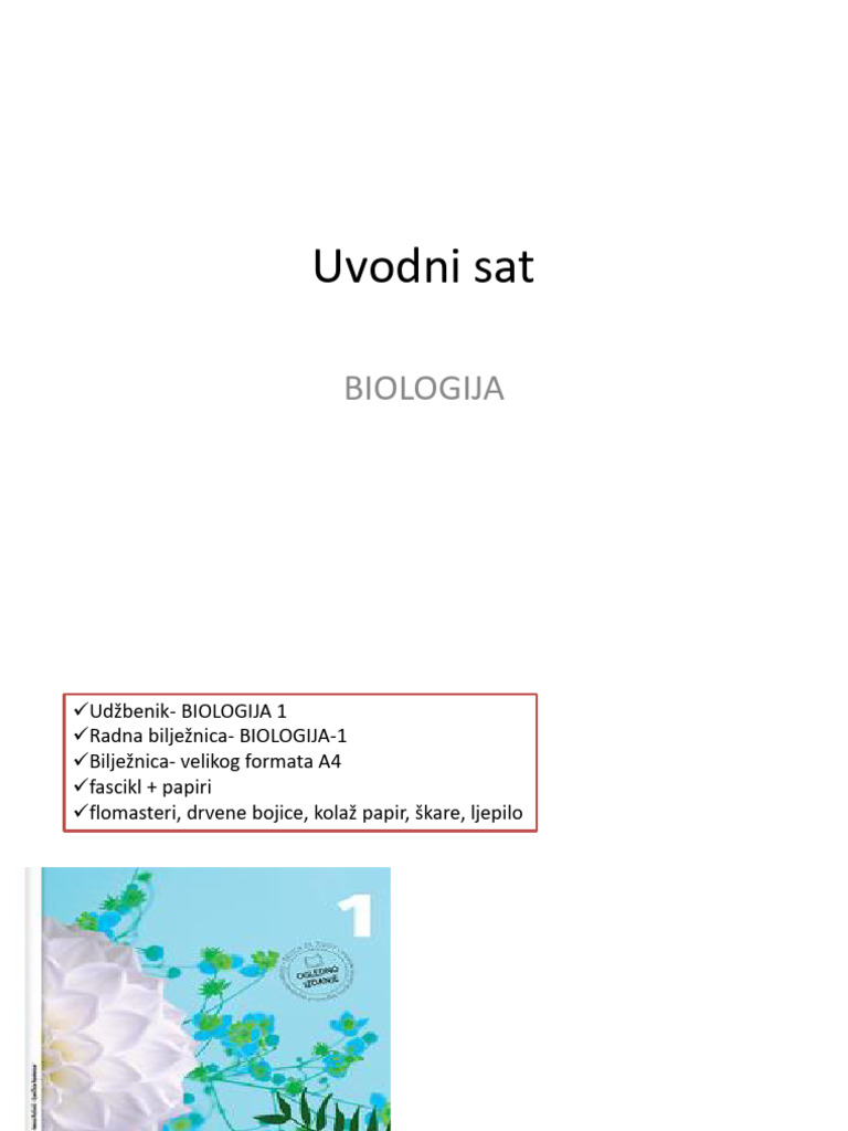 1 Uvodni Biologija 1 | PDF