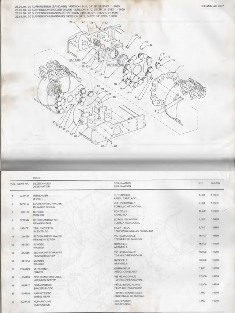 Manual de Partes Rodillo Hamm - Rola | PDF