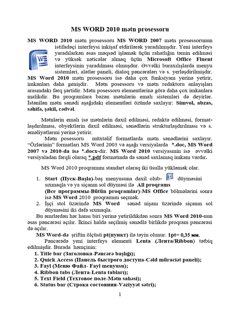 Movzu 4. MS Word | PDF