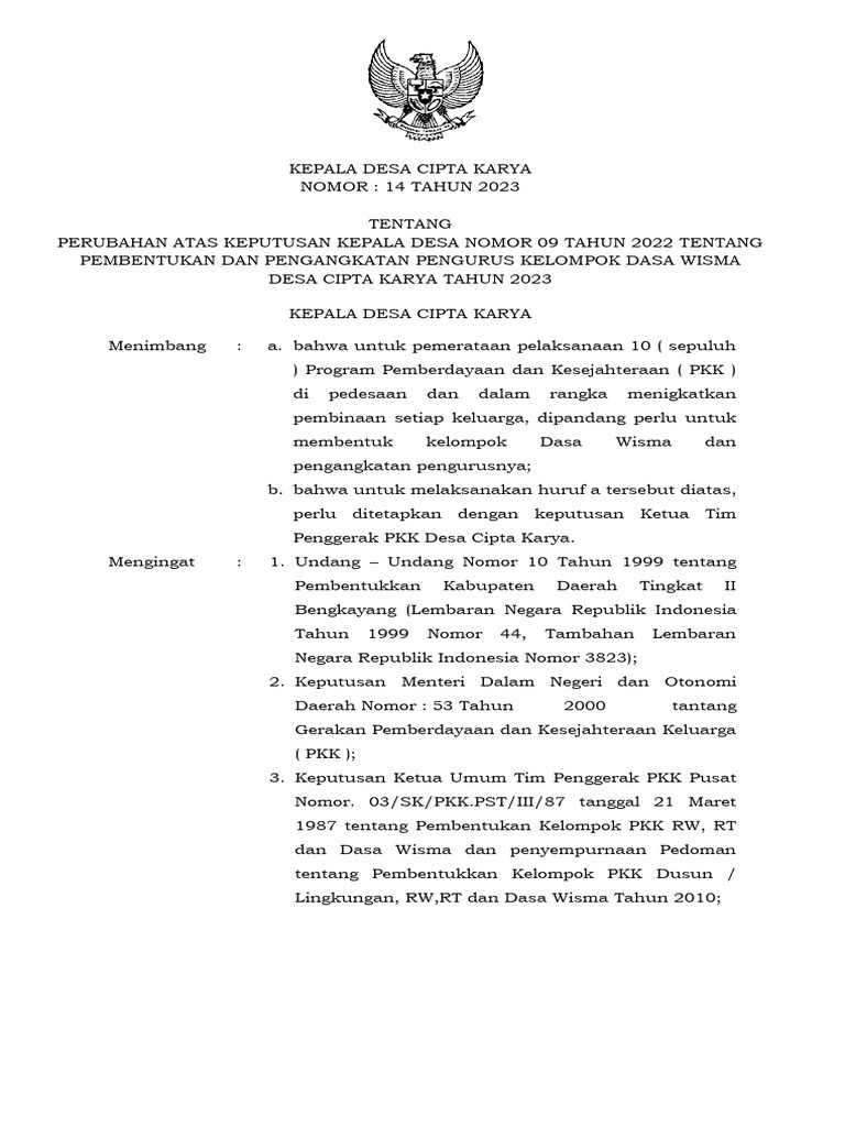 SK Pembentukan Dasa Wisma 2023 | PDF