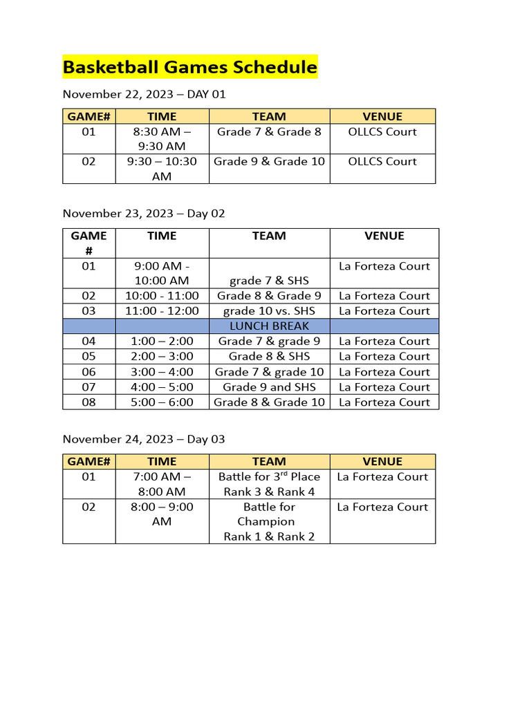 Final Schedule For Intrams | PDF | Physical Exercise | Summer Olympic Games