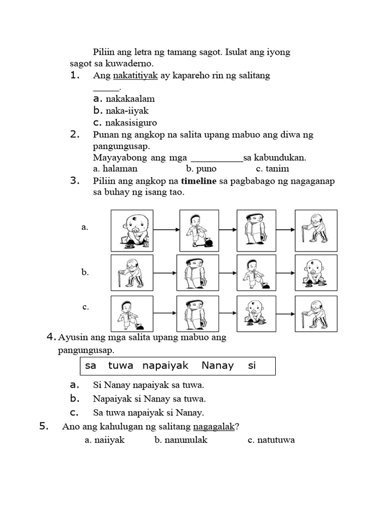 Piliin Ang Letra NG Tamang Sagot | PDF