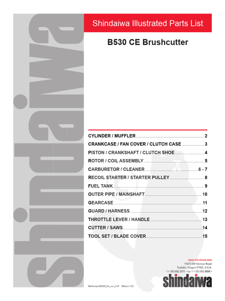 Shindaiwa B530 CE Parts Diagram | PDF | Screw | Piston