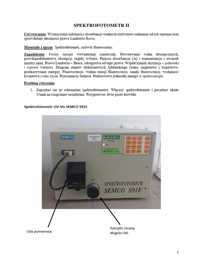 Spektrofotometr II SEMCO S91E | PDF