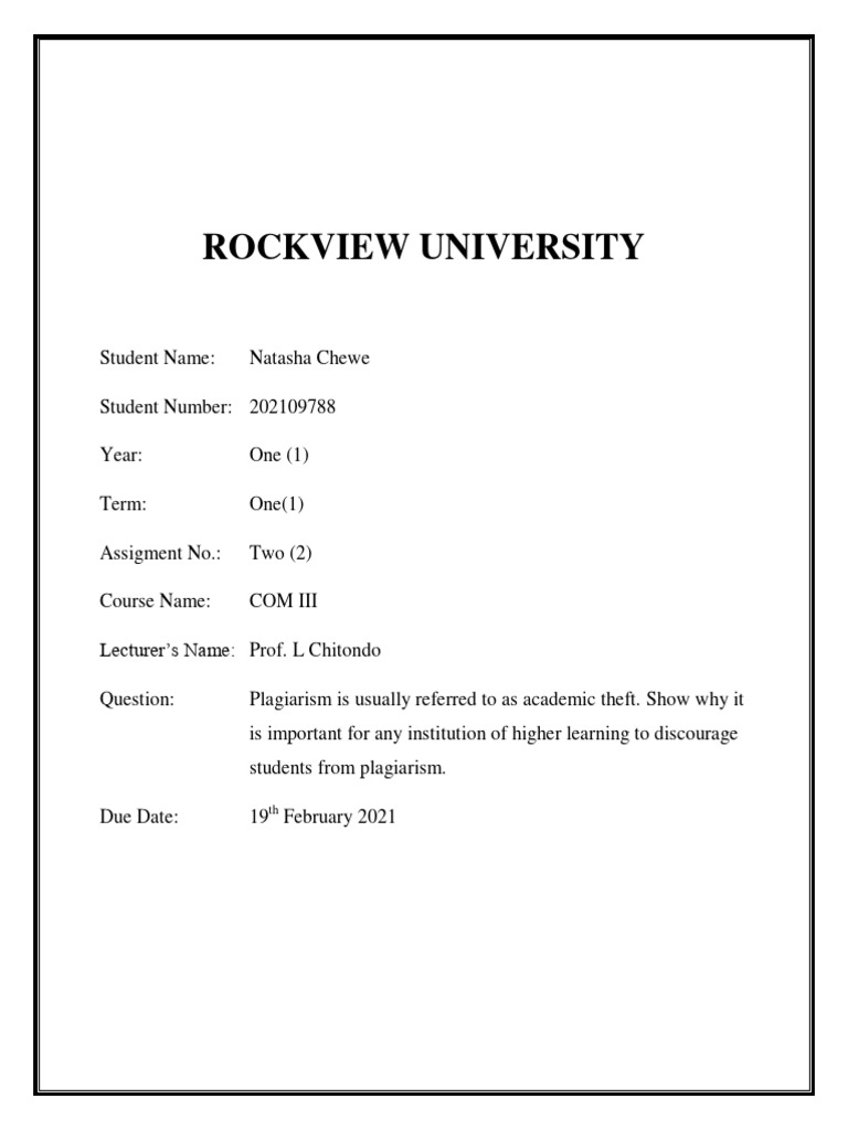 COM111 NatashaChewe 202109788 | PDF | Plagiarism