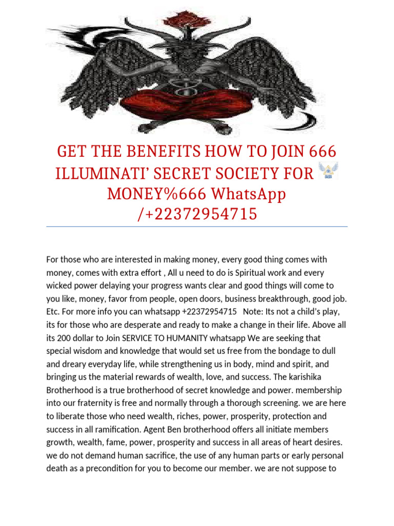 Get The Benefits How To Join 666 Illuminati' Secret Society For Moneyf6 ...