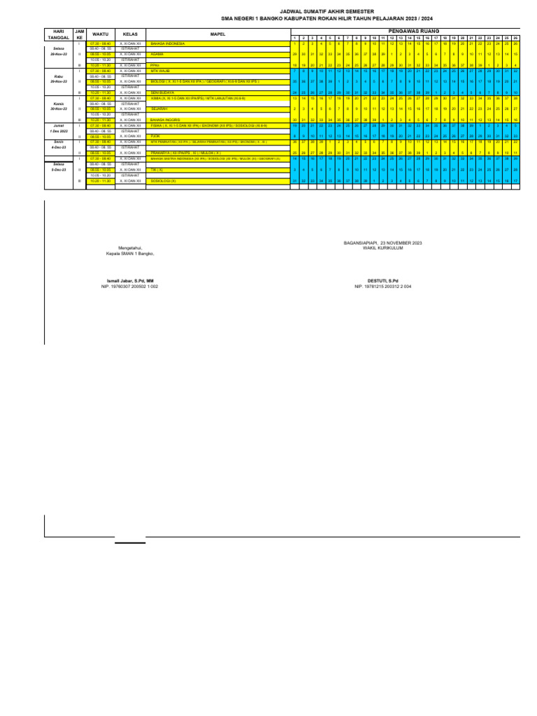 JADWAL Sumatif Akhir Semster 2023-2024 Oke | PDF