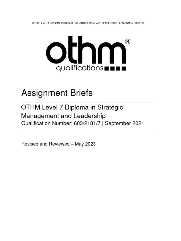 OTHM LEVEL 7 - Strategic Leadership | PDF | Leadership | Strategic ...