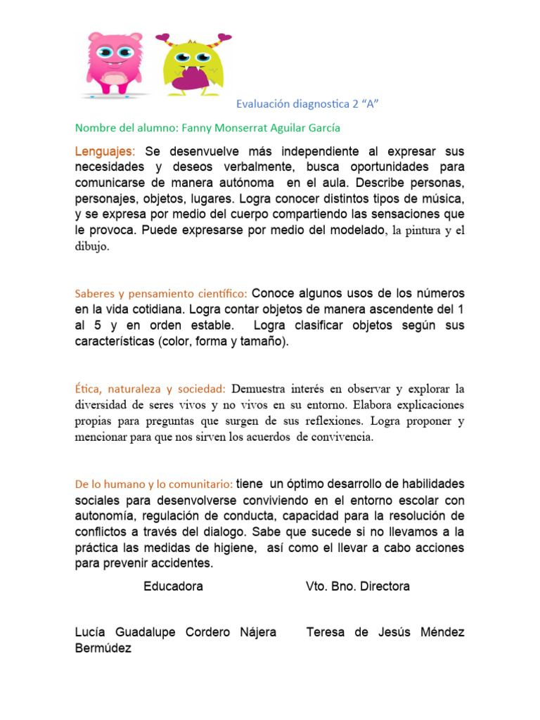 Evaluación Diagnostica Luci 2 A Pdf Pensamiento Evaluación 9533