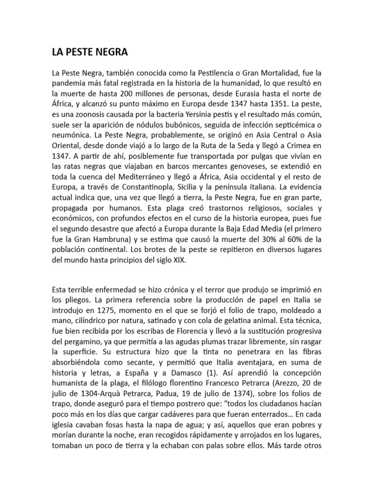 Resumen de la Peste Negra | PDF | Muerte negra