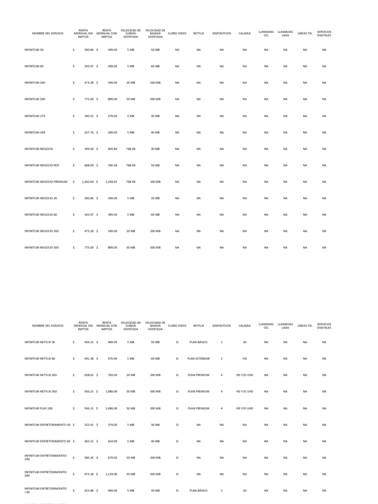 Tarifas y Planes de Internet Infinitum | PDF | Netflix | Informática