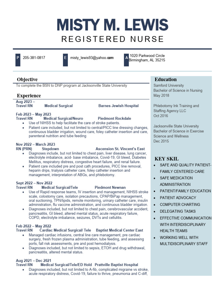 Misty Lewis Resume 2023 | PDF | Stroke | Causes Of Death