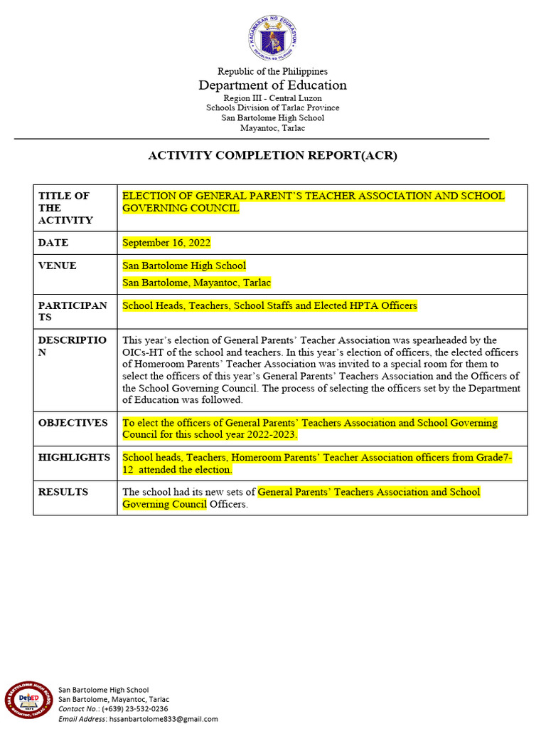 ACR-election of GPTA and SGC SY 2022-2023 | PDF | Positions Of ...