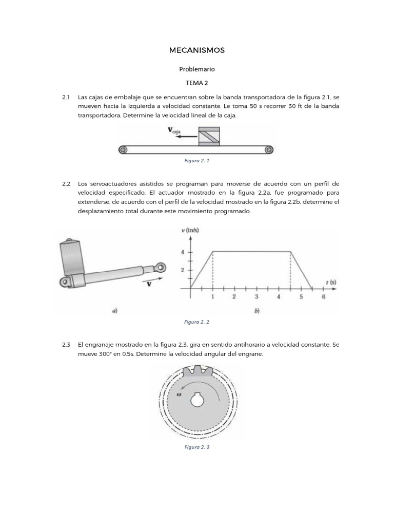 Problemario Tema 2-Mecanismos | PDF