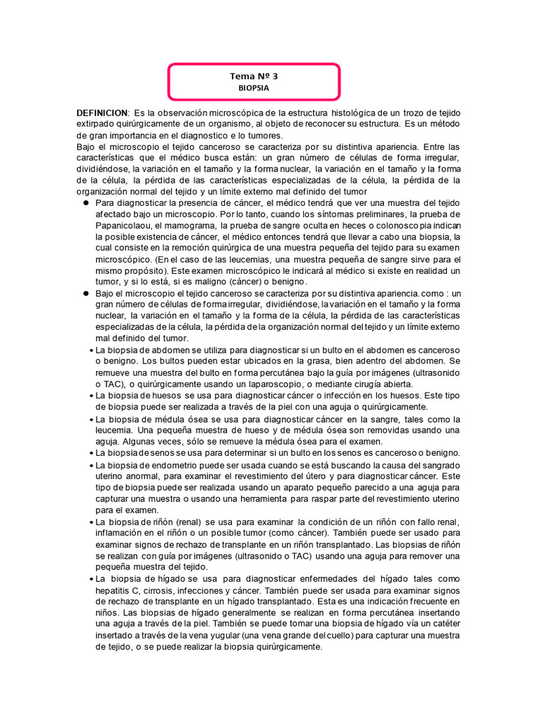 Tema 3 Onco 23 | PDF | Cáncer | Biopsia