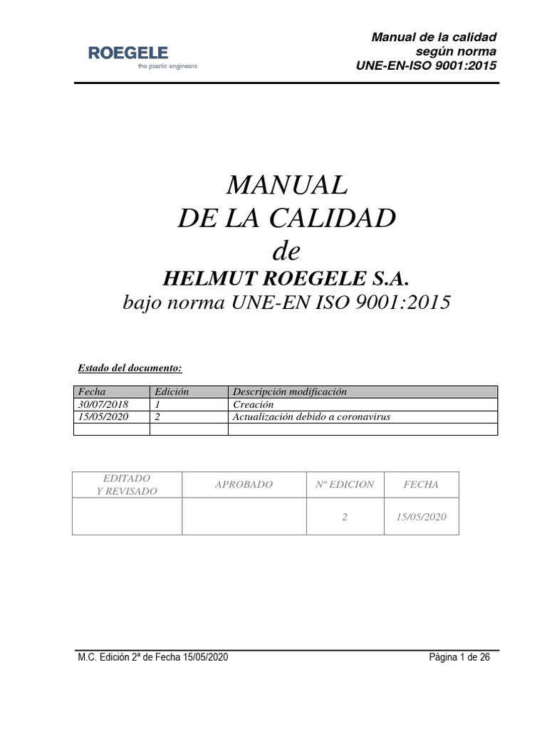 Manual de La Calidad | PDF | Calidad (comercial) | Sistema de manejo de calidad