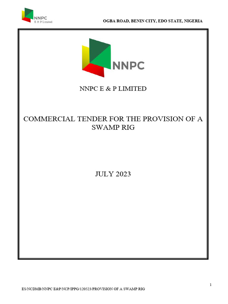 Tender for Swamp Rig Provision | PDF | Oil Well