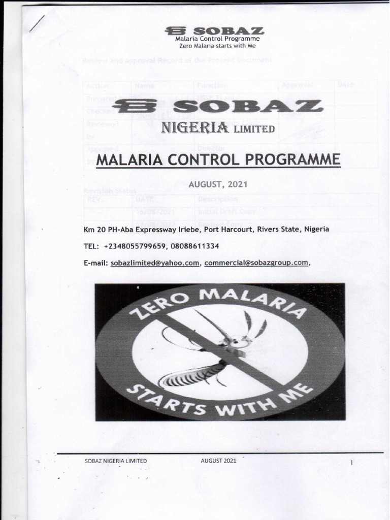 Malaria Control Program | PDF