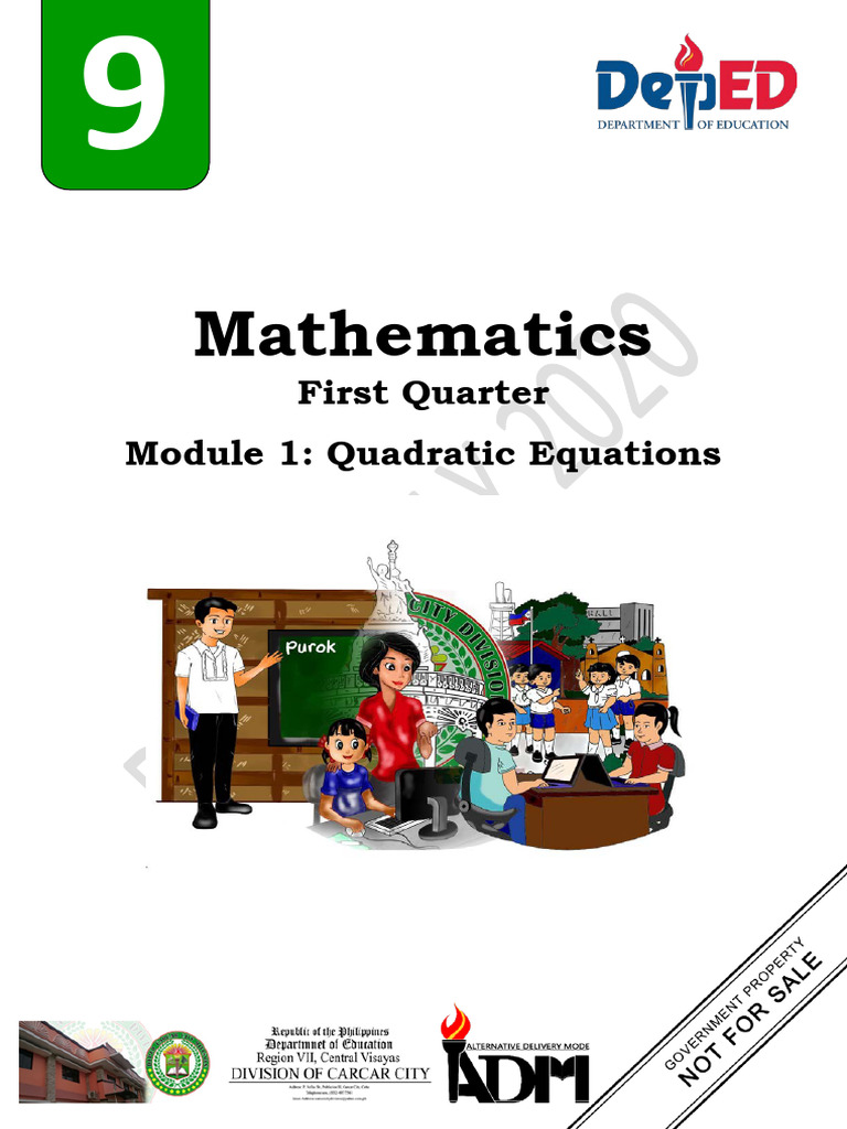 Math-9 - SLM - Q1 - W1 - M1 - V1.0-CC-released | PDF | Equations | Quadratic Equation