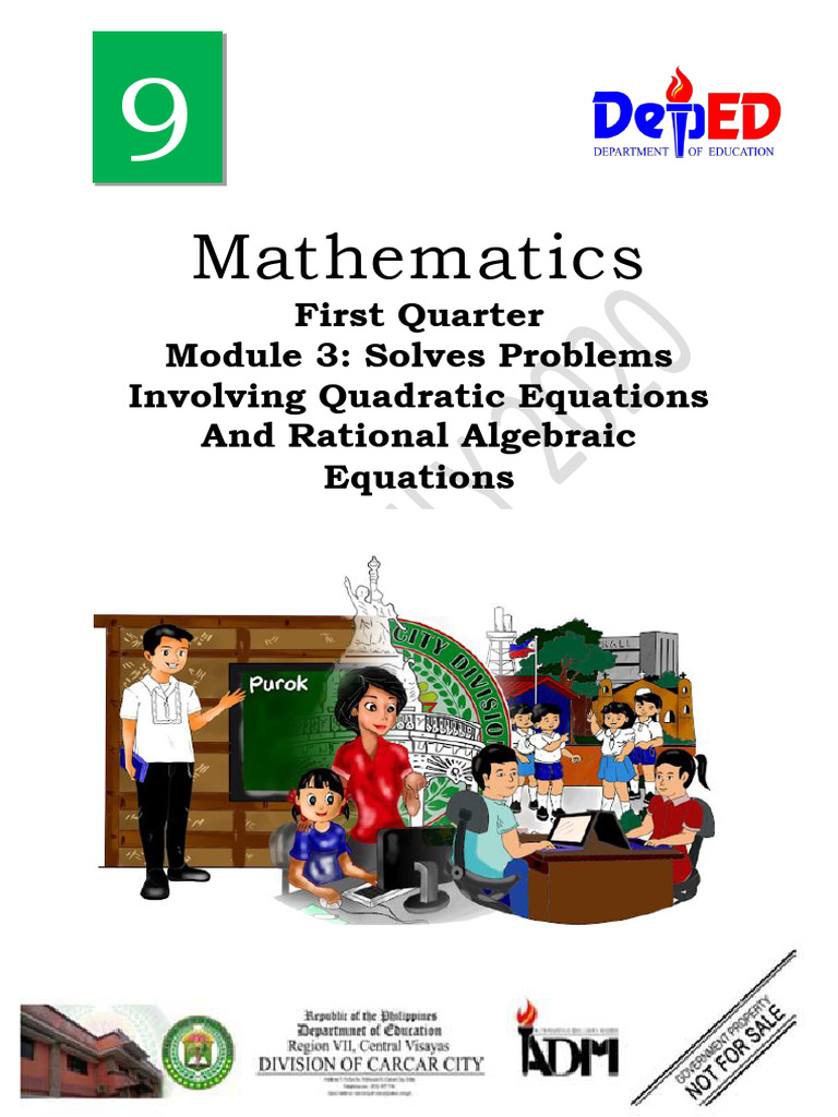 Math-9 - SLM - Q1 - W4 - M3 - V1.0-CC-released | PDF | Quadratic Equation | Area