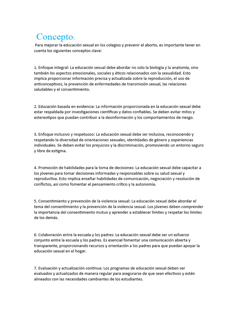 Concepto | PDF | Educación sexual