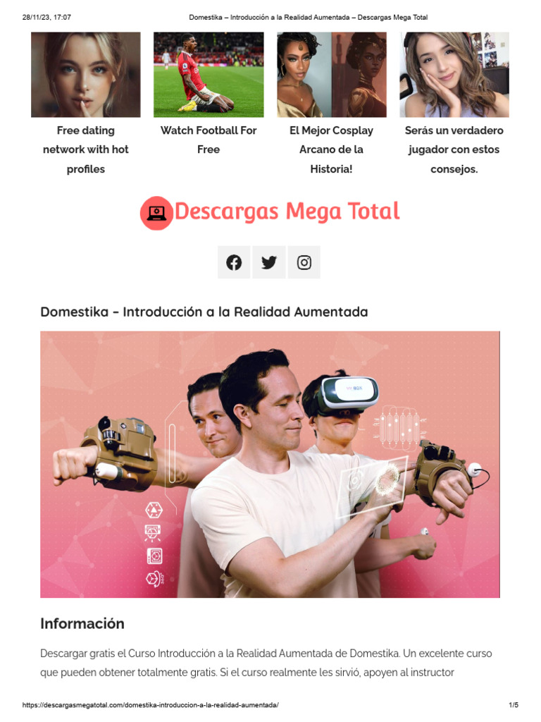 Domestika - Introducción A La Realidad Aumentada - Descargas Mega Total | PDF | Realidad ...