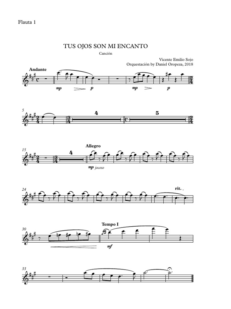 Tus Ojos Son Mi Encanto (Flautas) | PDF