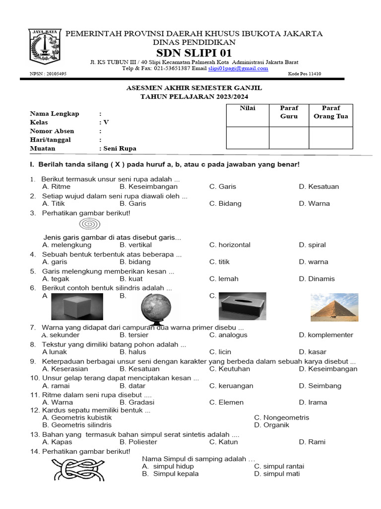 Aas Seni Rupa KLS 5 SMS 1 | PDF