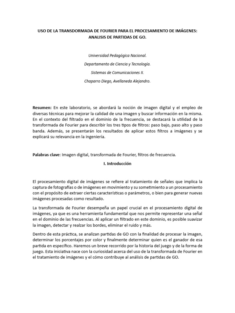 FFT en Partidas de Go | PDF | Transformada de Fourier | Procesamiento de la señal