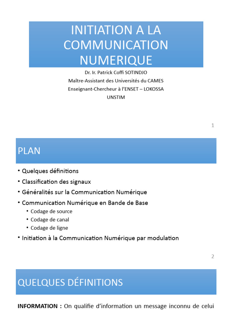 Initiation A La Communication Numerique | PDF | Compression de données | Modulation