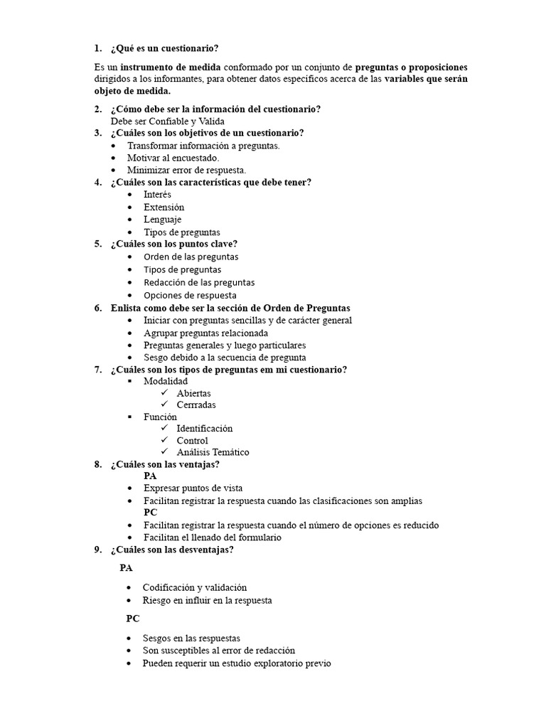 Cuestionario para La 2da Leccion | PDF | Cuestionario | Alfa de Cronbach