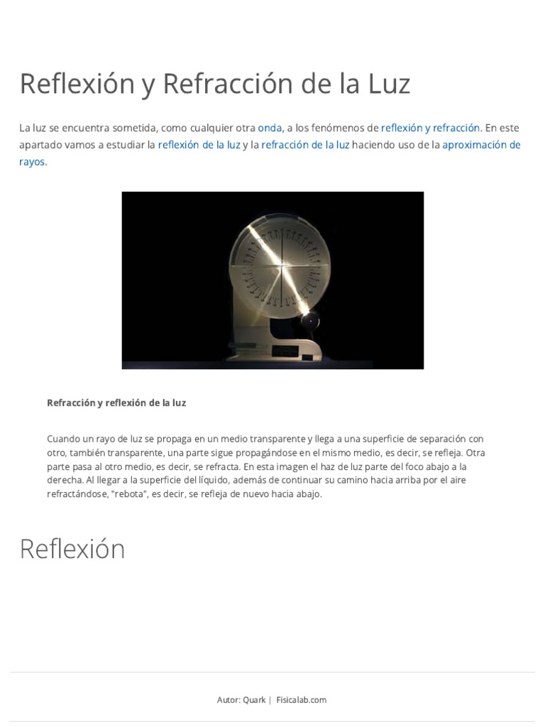 Reflexión y Refracción de Luz | PDF | Refracción | Reflexión (Física)
