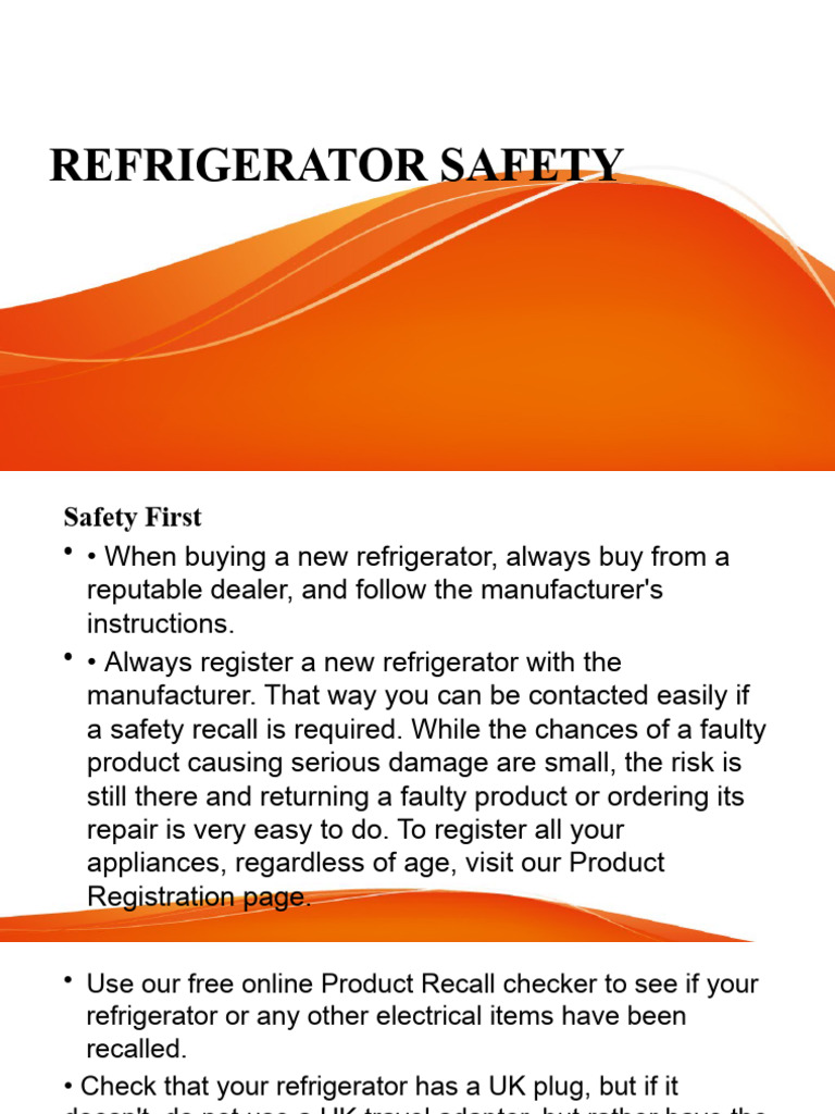 Safety | PDF | Refrigerator | Ac Power Plugs And Sockets