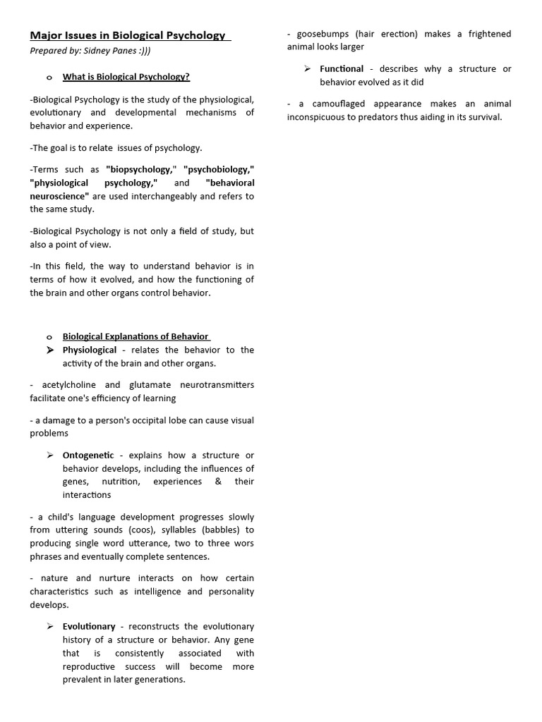 Biopsych Notes | PDF | Neuron | Nervous System