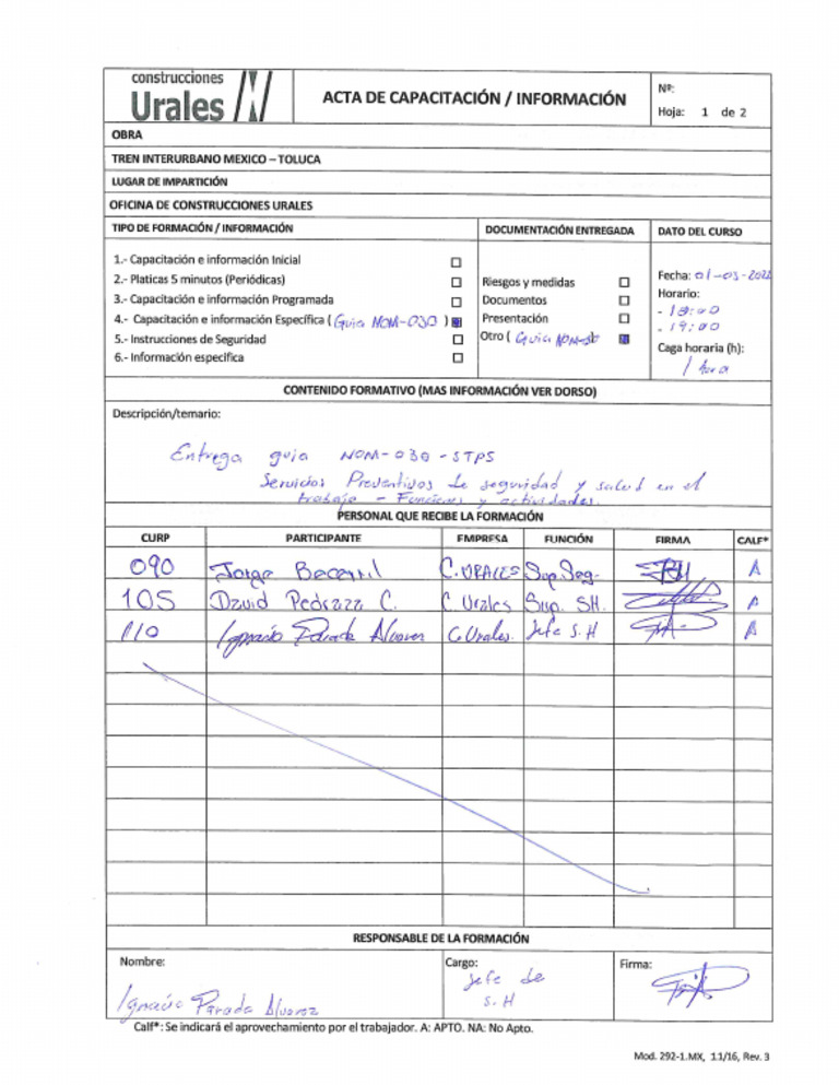 Entrega Guia NOM 030 STPS | PDF