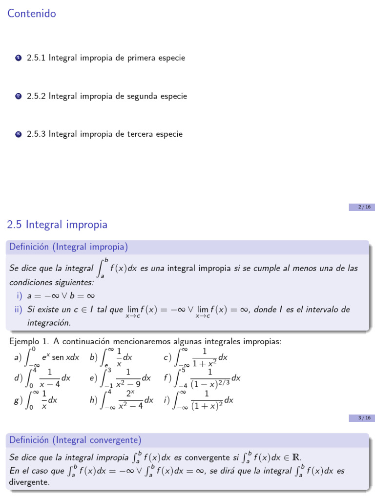 Integral Impropias V2-3 | PDF | Integral | Cálculo