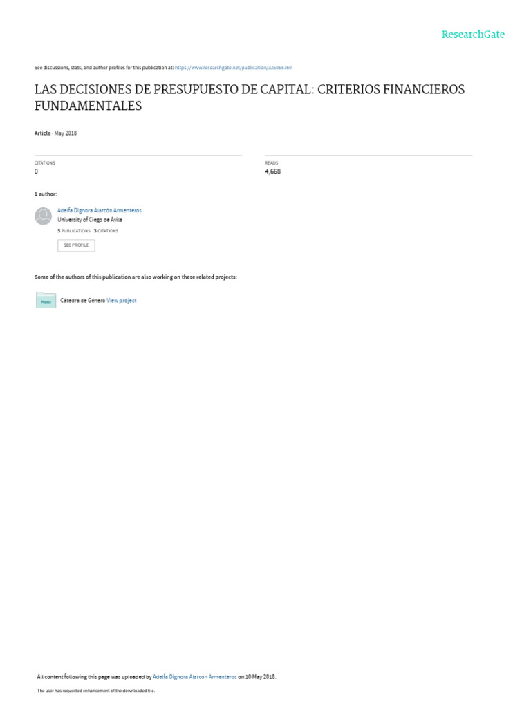 Decisiones de Presupuesto de Capital. | PDF | Tasa interna de retorno | Inversiones