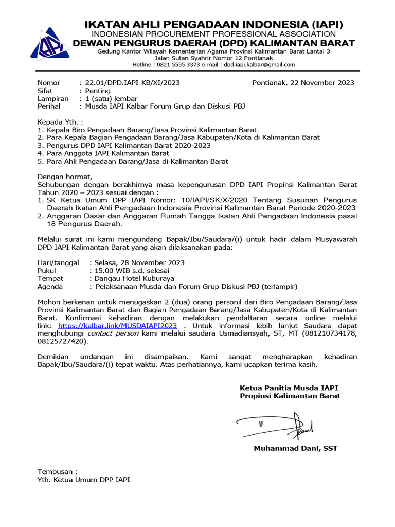 Undangan MUSDA 2023 Baru | PDF