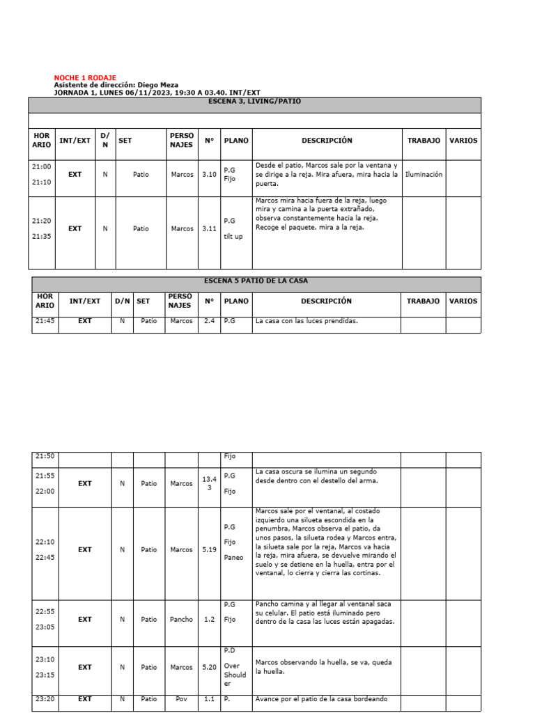 Plan de Rodaje | PDF