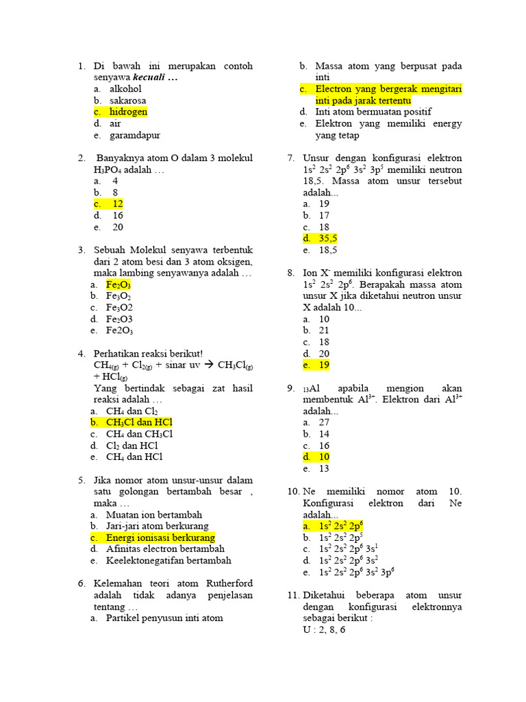 Latihan Soal Persiapan PAS | PDF