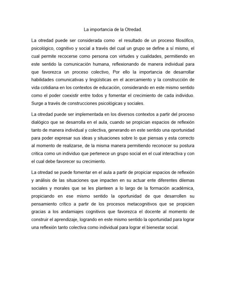 La Importancia de La Otredad | PDF | Crecimiento personal y profesional