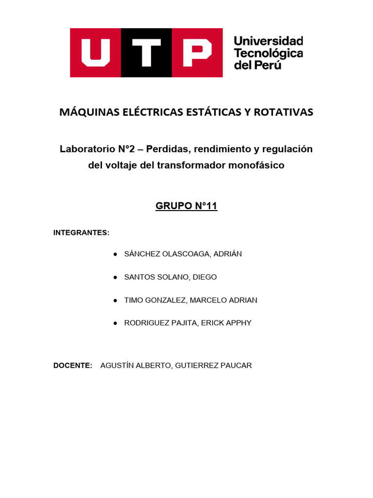 Lab 2 Maquinas Electricas Completo | PDF | Transformador | Corriente eléctrica