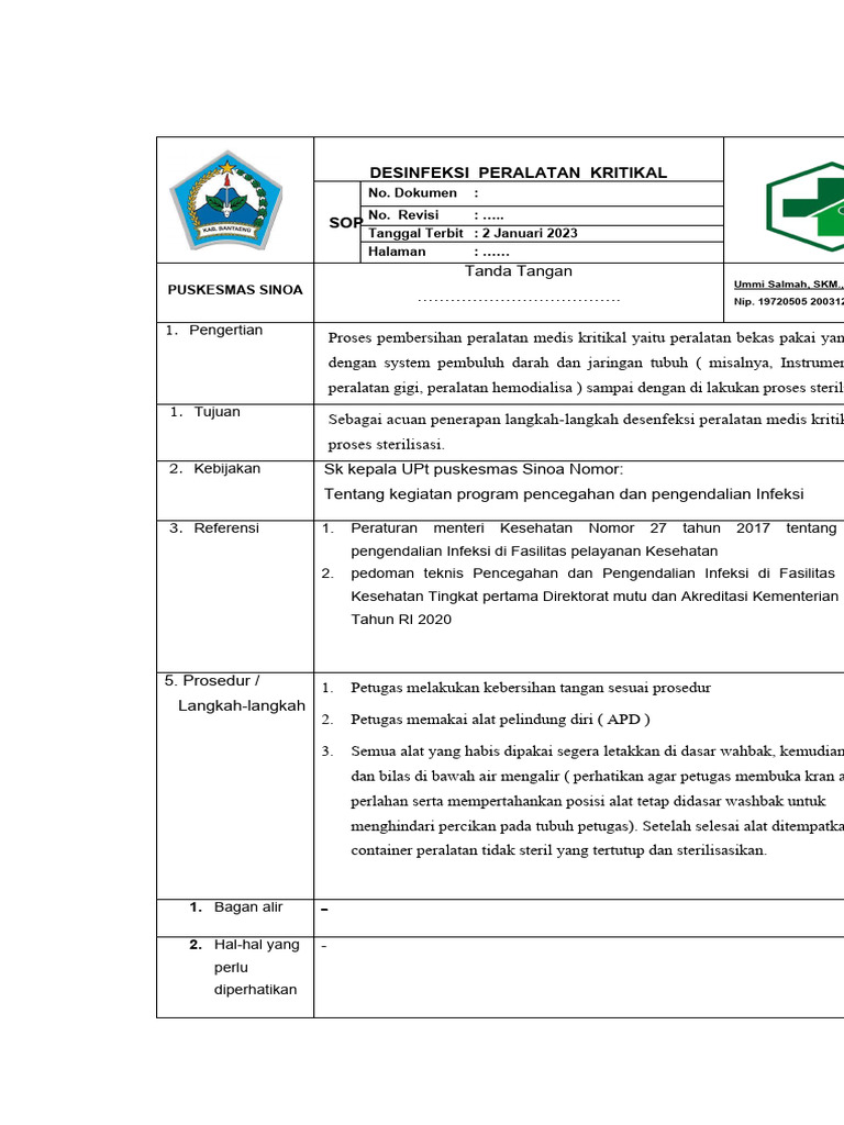 Prosedur Desinfeksi Peralatan Medis | PDF